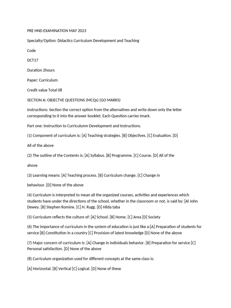 Pre HND Curriculum Development | PDF | Curriculum | Evaluation