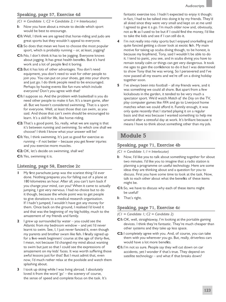 Audioscript - Class - AudioUNIT 5 | PDF