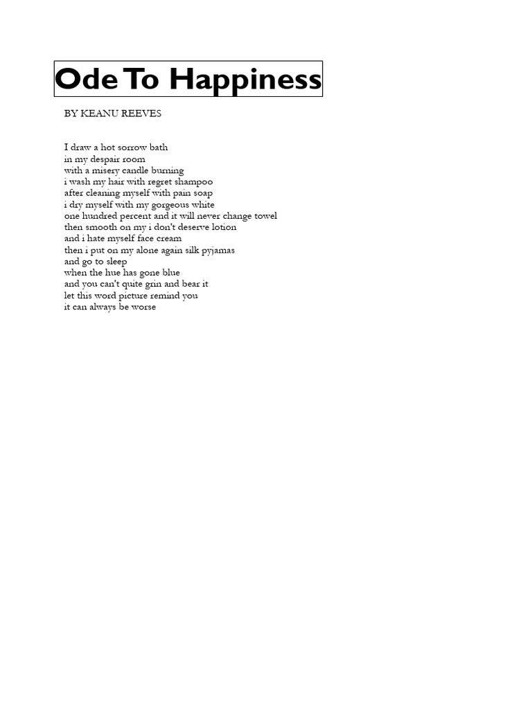 Ode To Happiness by Keanu Reeves | PDF