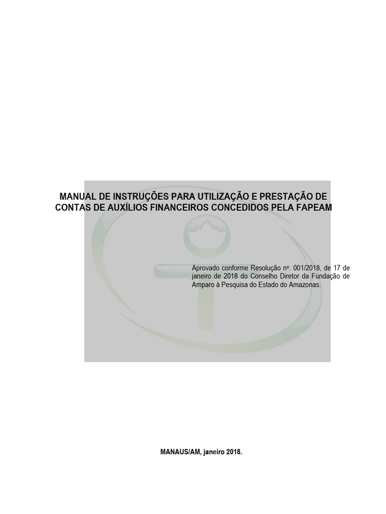 Manual de Auxílios FAPEAM: Instruções e Contas | PDF | Administração ...
