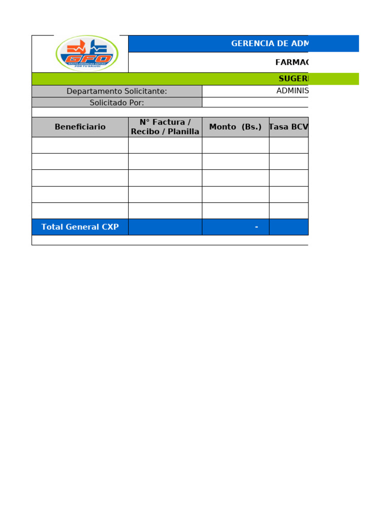 Formato Adm-006 Sugerido de Pago Servicios | PDF