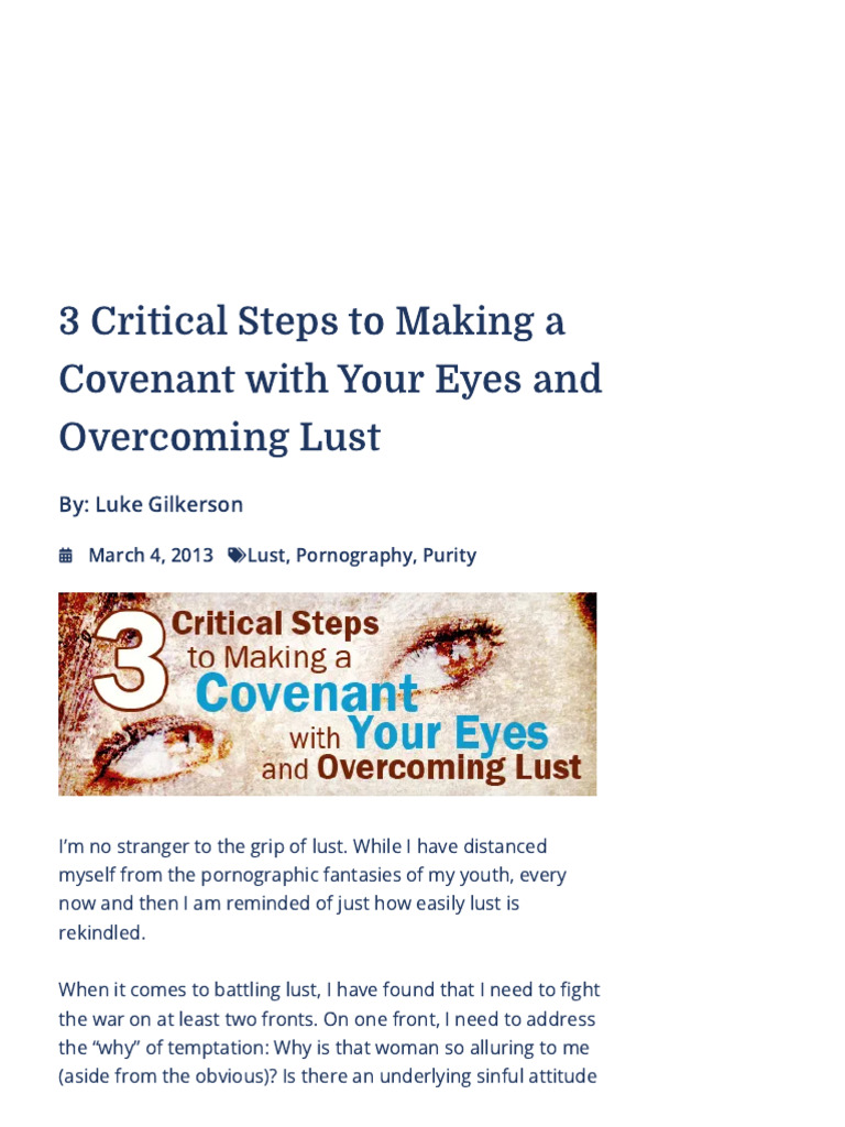 Biblical Counseling Coalition - 3 Critical Steps To Making A Cov | PDF | Covenant Theology | Lust