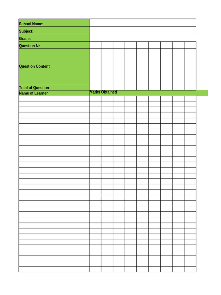 Final Item Analysis Template 93 Names X 79 Questions | PDF