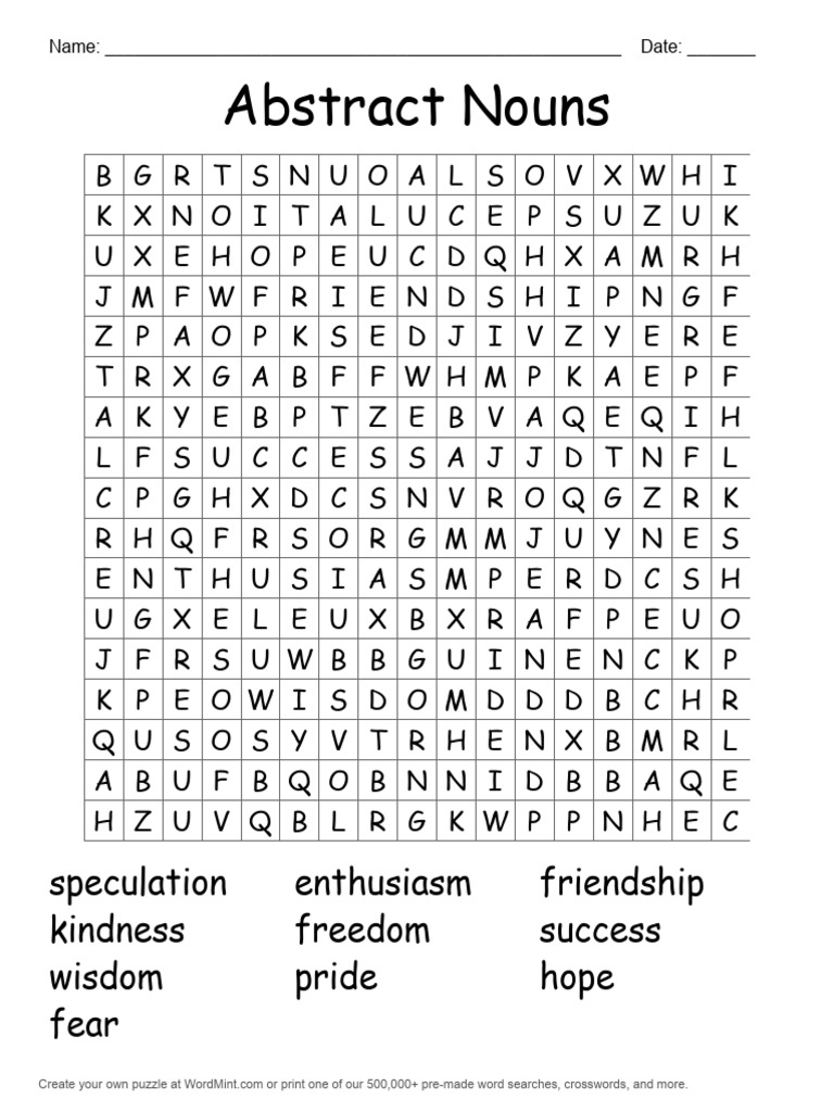 Abstract Nouns 11d52d 6162dc22 | PDF | Puzzles | Games Of Mental Skill