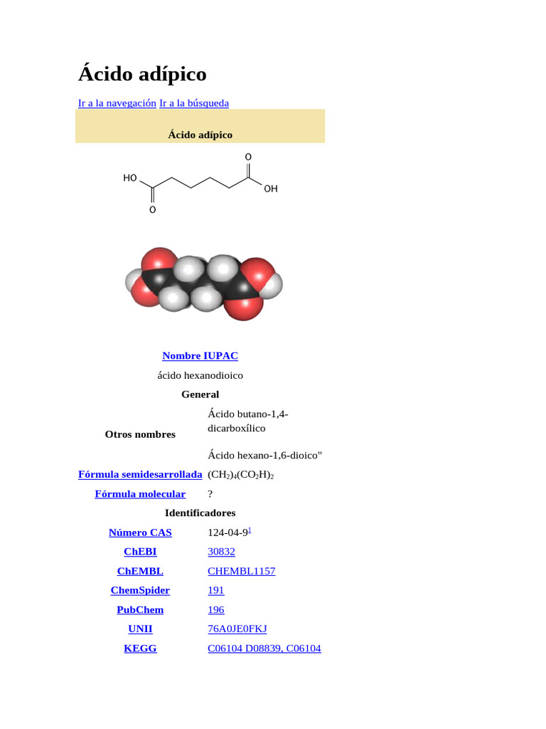 Ácido Adípico | PDF | Sustancias químicas | Química