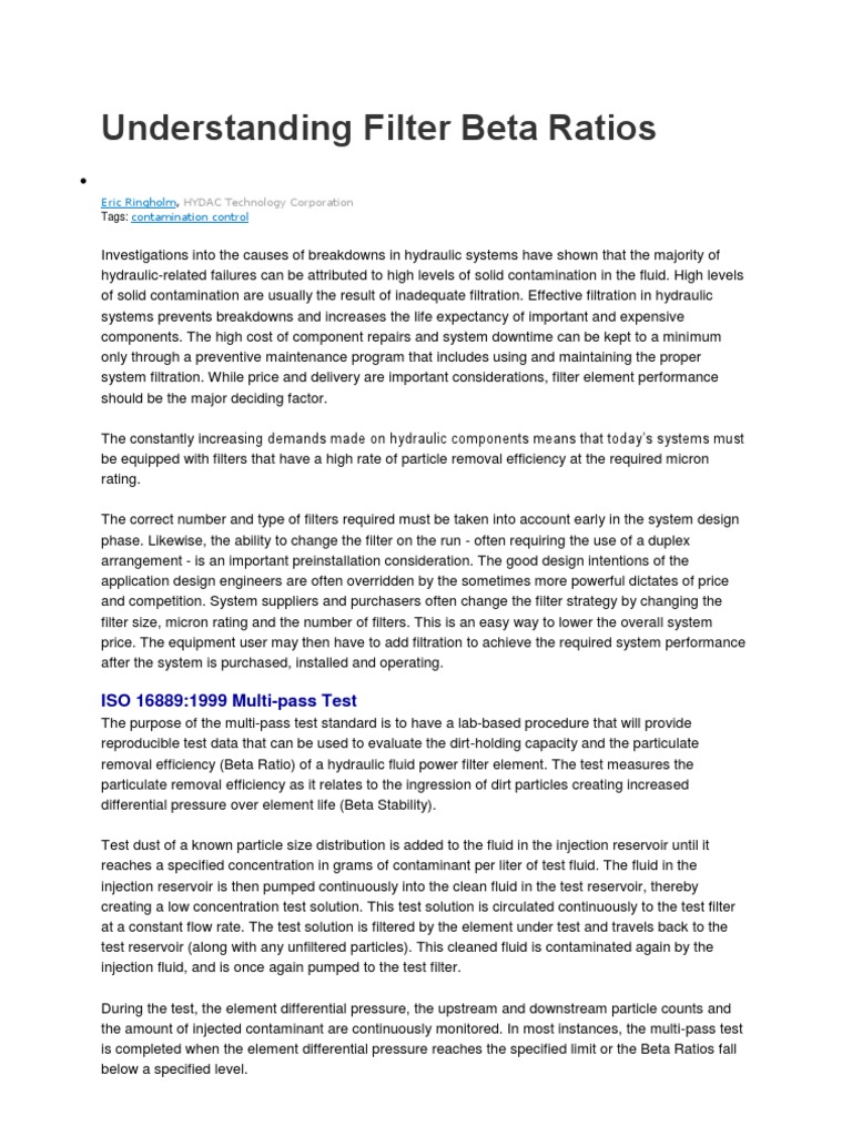 Filter Beta Ratios | Download Free PDF | Filtration | Software Testing
