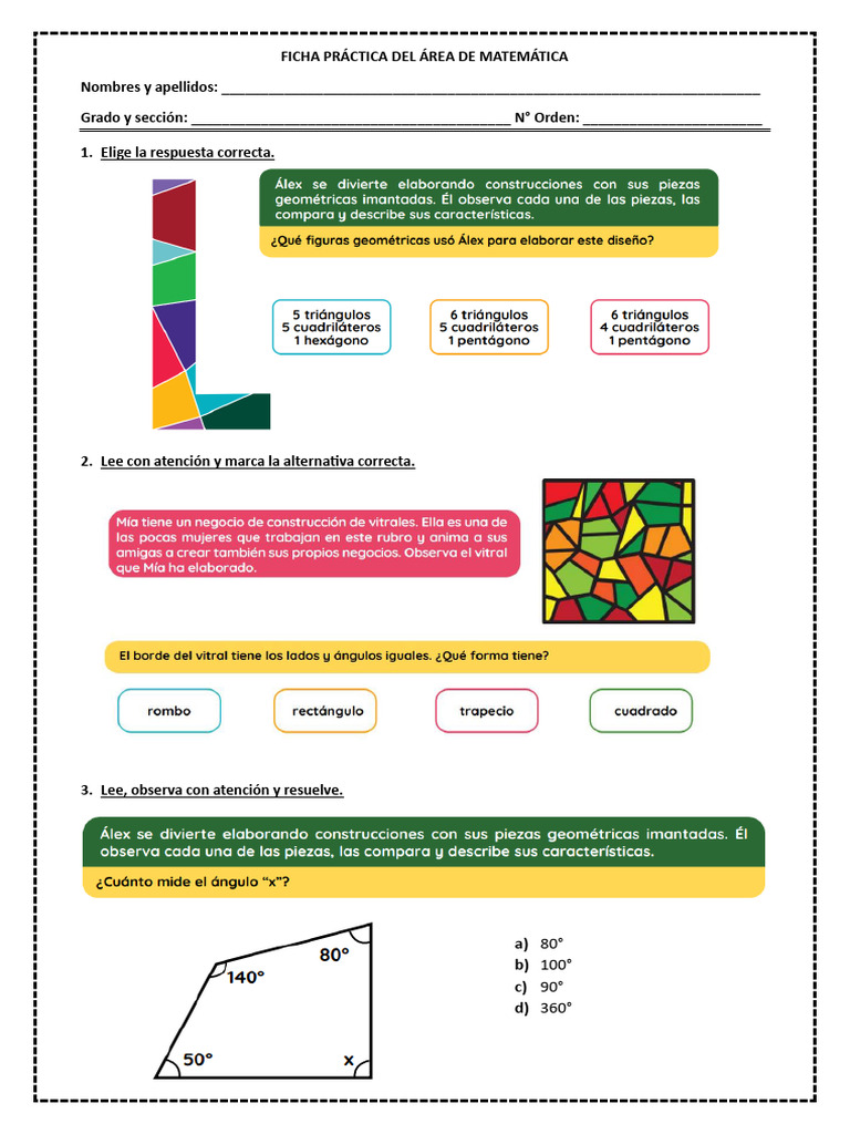 Ficha Pr-Ctica Del - Rea de Matem-Tica | PDF