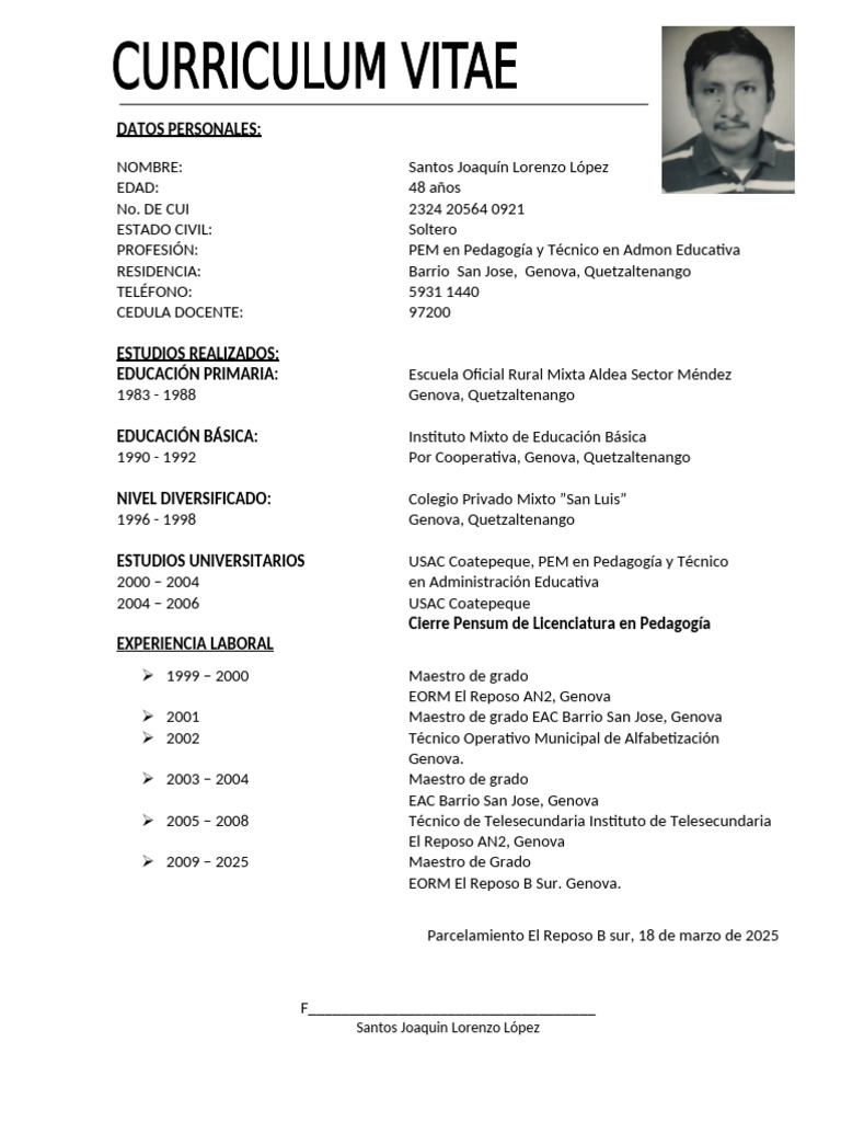 Curriculum Vitae Santos | PDF