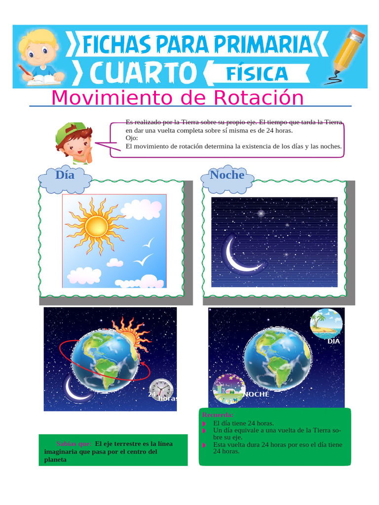 El Movimiento de Rotación para Cuarto de Primaria | PDF