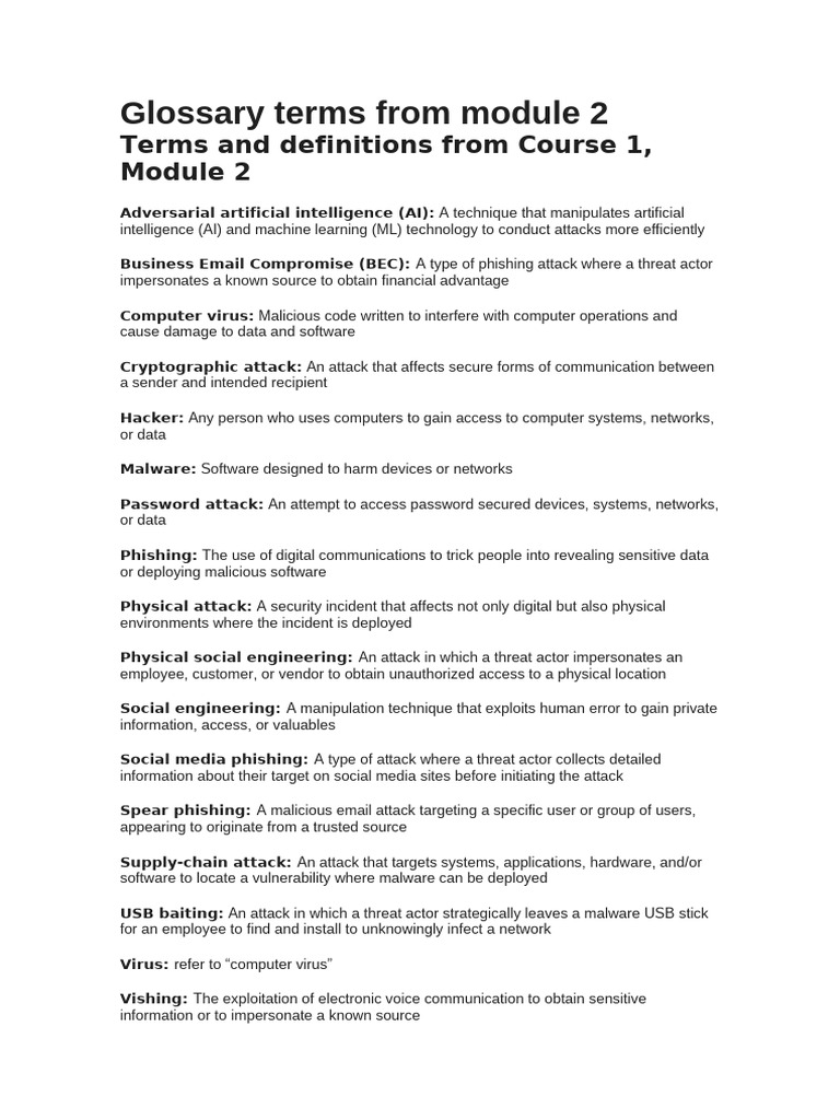 Glossary Terms From Module 2 | PDF