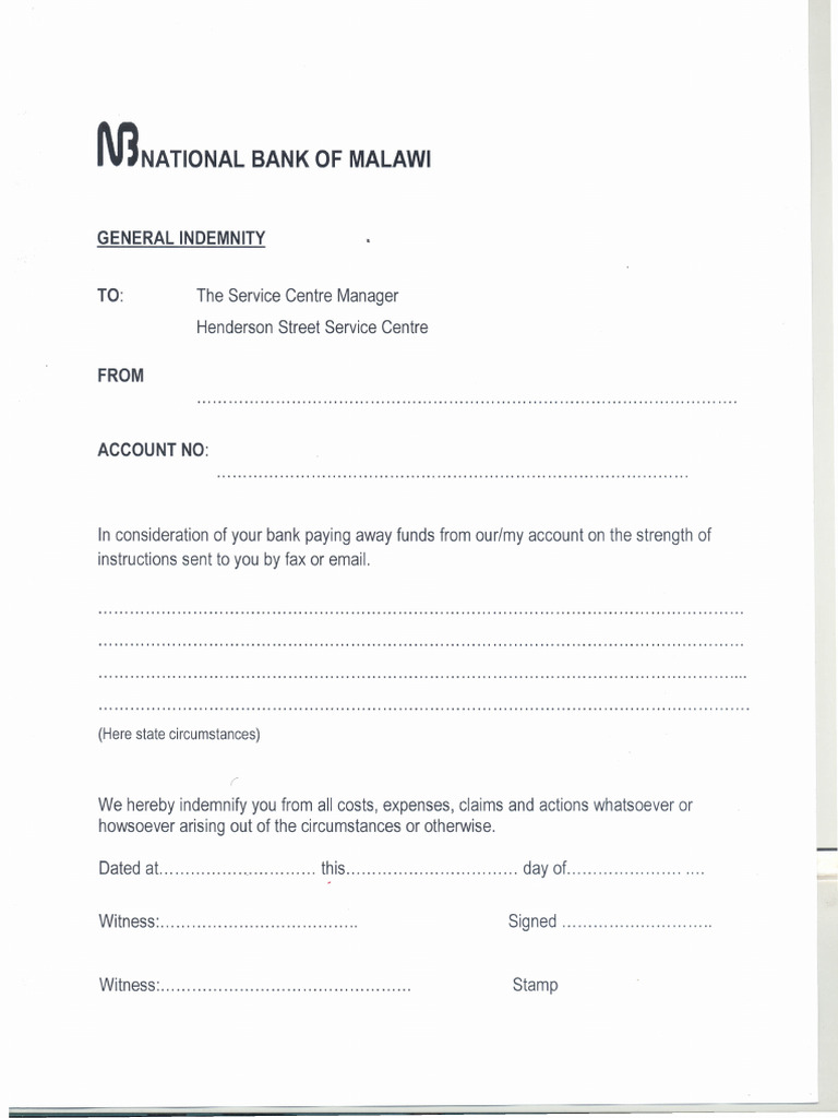Indemnity Form | PDF