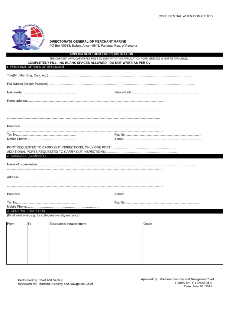 ASI Inspector Registration Application | PDF | Oil Tanker | Shipping