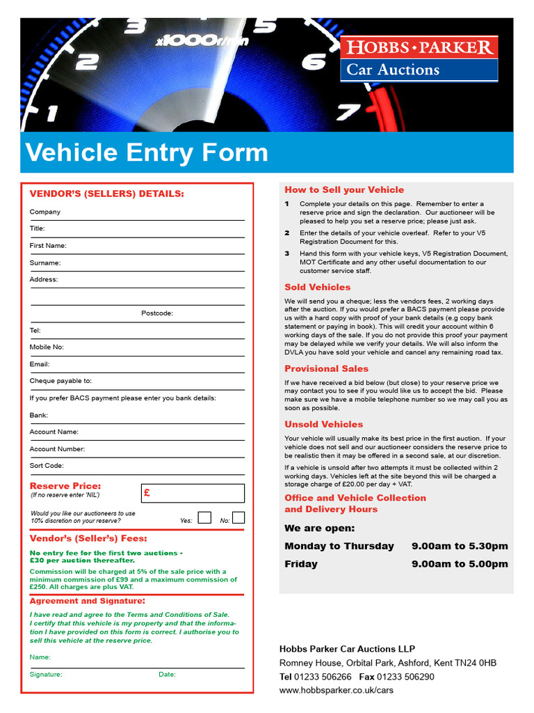 CAR EntryForm Booklet JUNE 2024 WEB | PDF | Auction | Payments