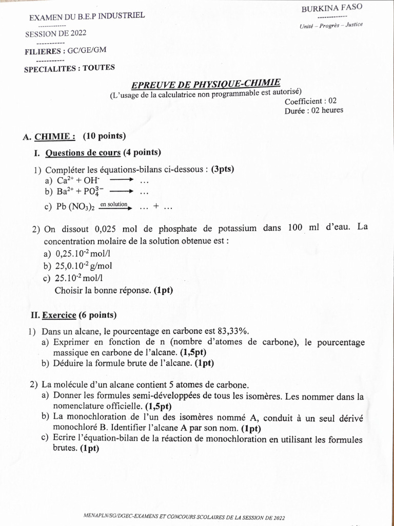 Sujets BEP 2022 MVA MR Traoré | PDF