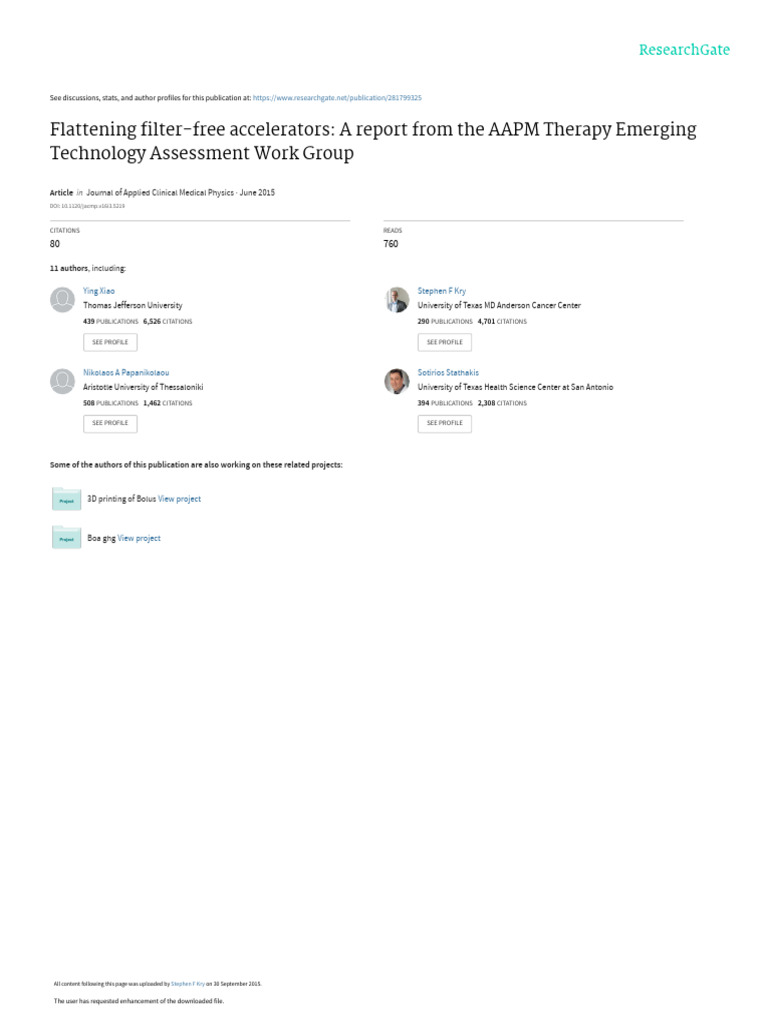 2015-Flattening Filter Free Accelerators A Report From The AAPM Therapy ...