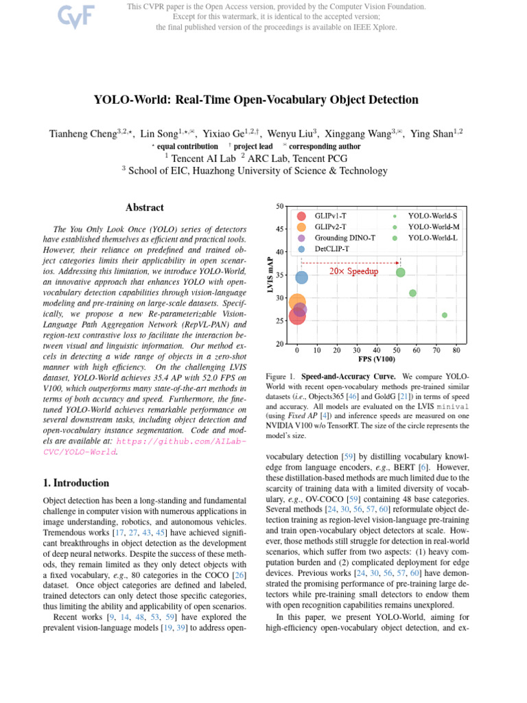 Cheng Yolo World Real Time Open Vocabulary Object Detection Cvpr 2024 Paper Pdf Computer
