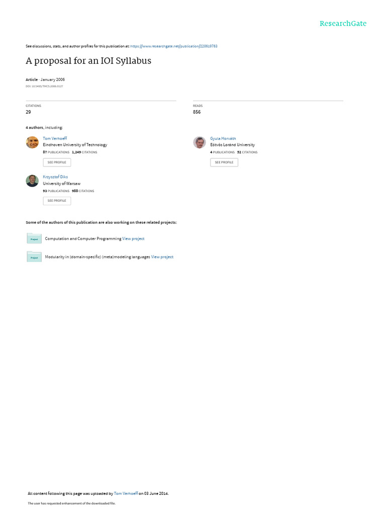 A_proposal_for_an_IOI_Syllabus | PDF | Computer Programming | Mathematics
