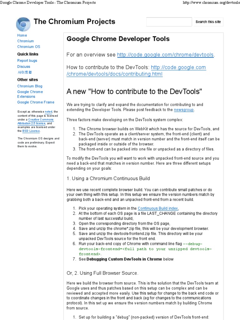 Google Chrome Developer Tools - The Chromium Projects | PDF | Google ...