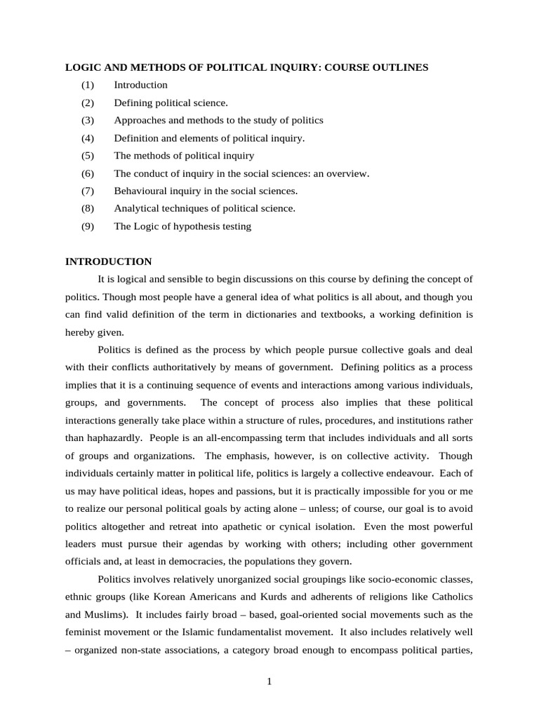 POS 303 Logic of Political Inquiry | PDF | Methodology | Hypothesis