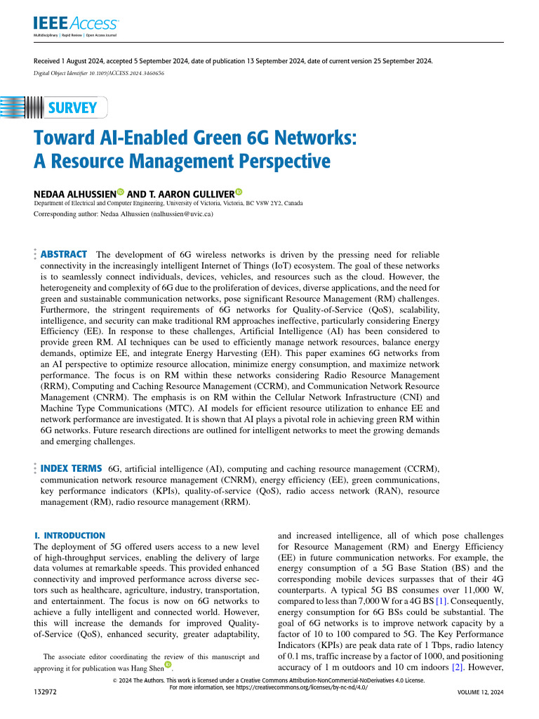 Toward AI-Enabled Green 6G Networks A Resource Management Perspective ...