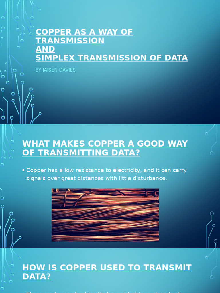 Copper as a Way of Transmission and Simplex Transmission of Data | PDF