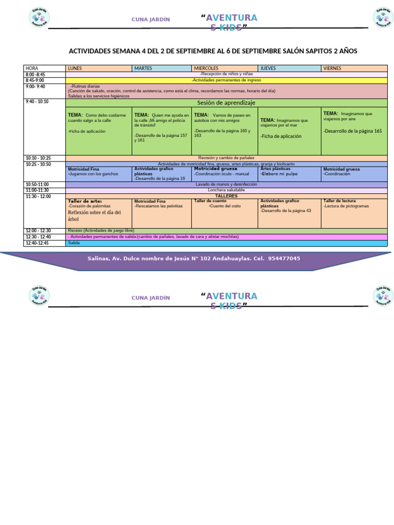 Actividades Semanales para Niños de 2 Años | PDF
