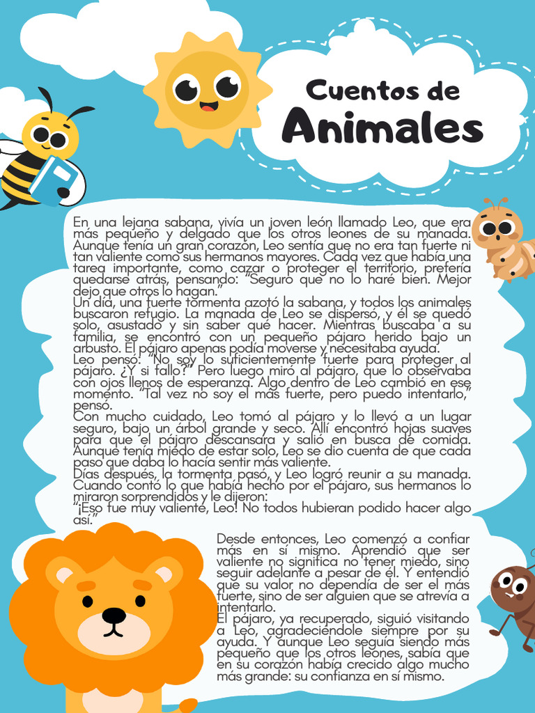 Documento A4 portada de libro de cuentos para niños divertido infantil celeste | PDF