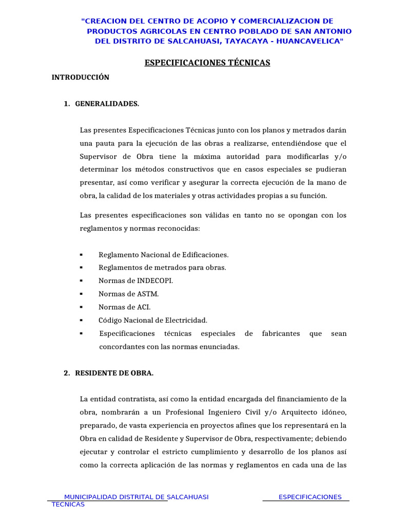 Especificaciones Tecnicas de Instalaciones Electricas | PDF | Hormigón | Fundación (Ingeniería)