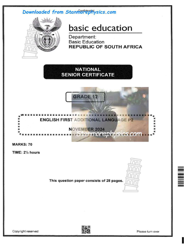 NSC FAL English Grade 12 November 2024 P2 Only | PDF