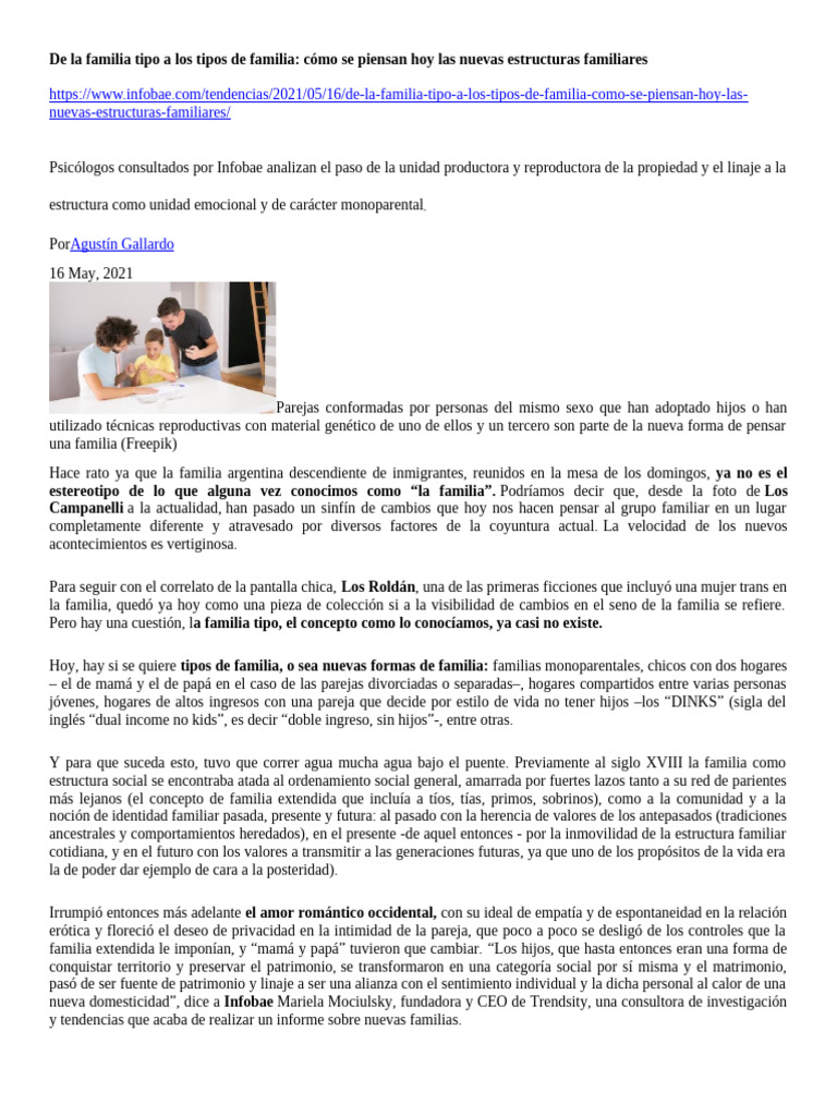 Nuevas Estructuras Familiares Modernas | PDF | Familia | La sexualidad ...