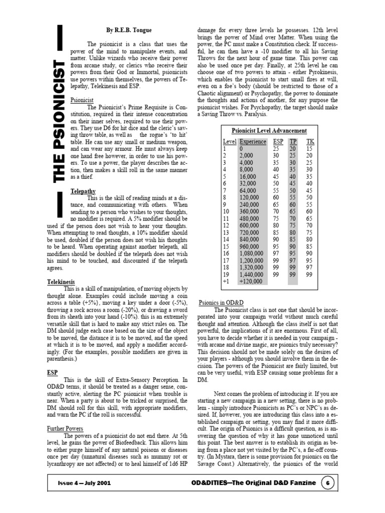 Psionicist Necromancer Barb Ranger | PDF | Necromancy | Telepathy