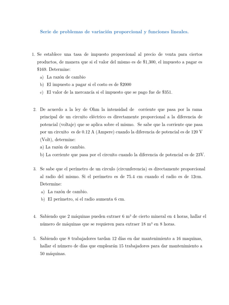 Problemas de Variación Lineal | PDF | Celsius | Fahrenheit