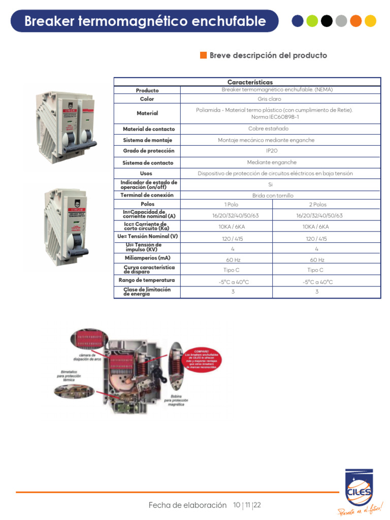 Breaker Termomagnético Enchufable: Breve Descripción Del Producto | PDF