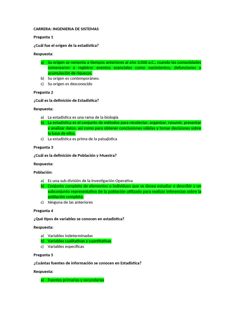 Preguntas Estadística Descriptiva | PDF