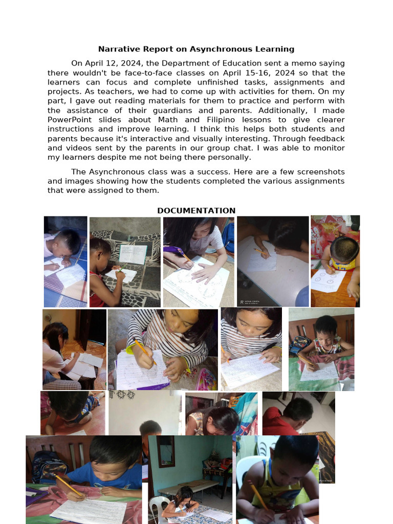 Narrative Report On Asynchronous Learning | PDF
