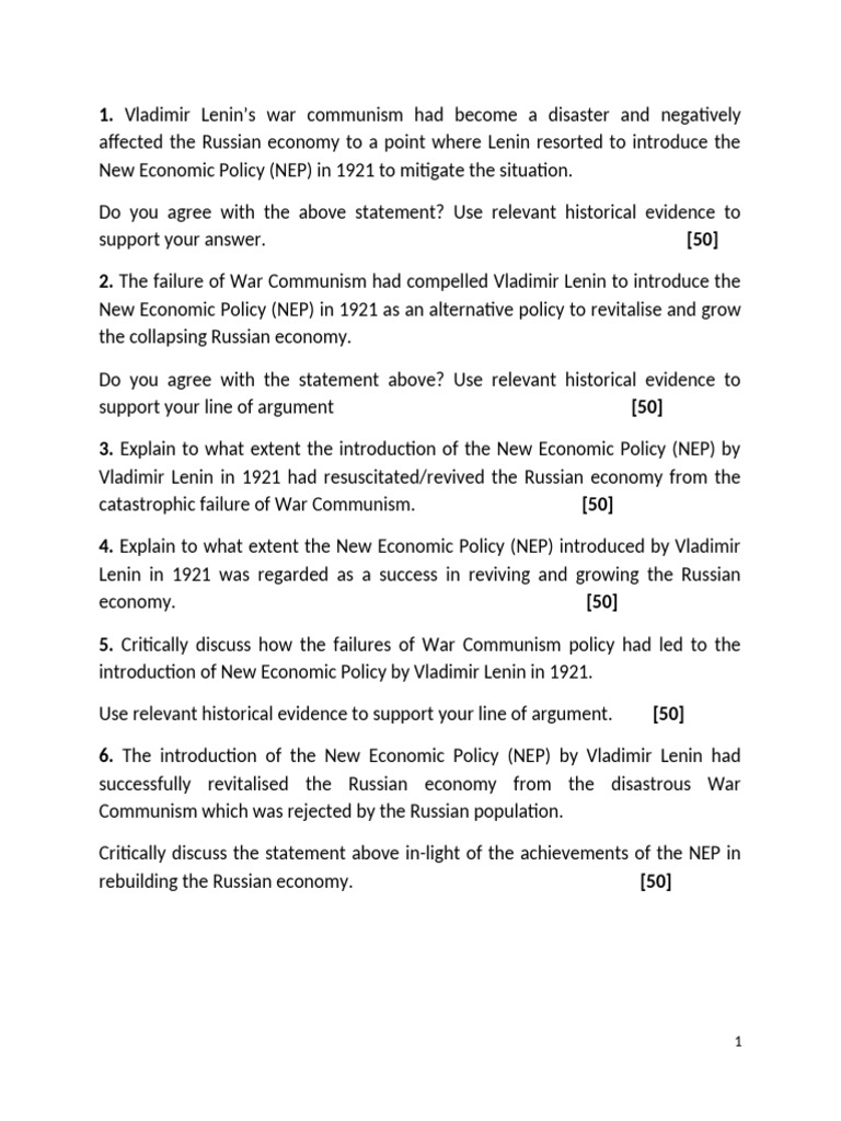 Lenin's NEP: Response to War Communism | PDF