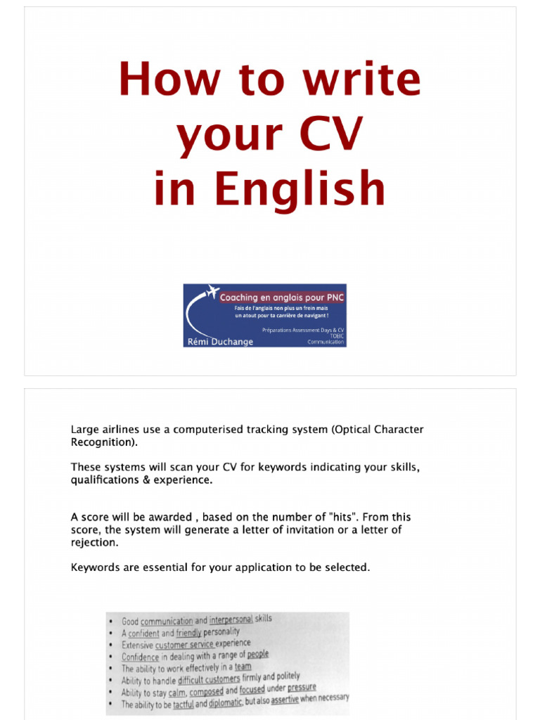 Writing Your CV - Workshop | PDF