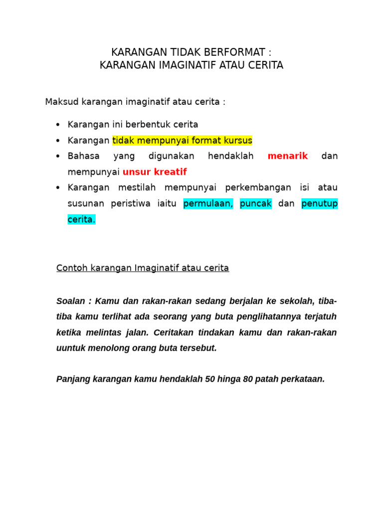 Karangan Tidak Berformat | PDF