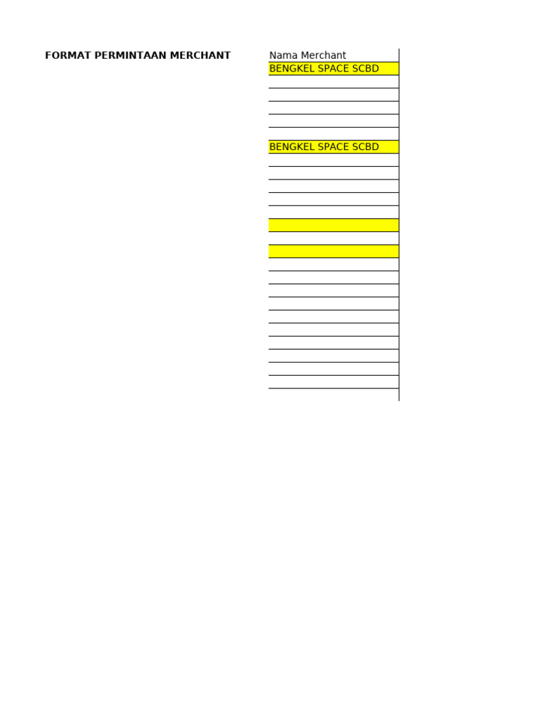 Format Excel-Bengkel Space (Mandiri) | PDF