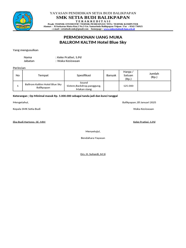 FORM PENGAJUAN PENGADAAN SARPRAS UKS | PDF