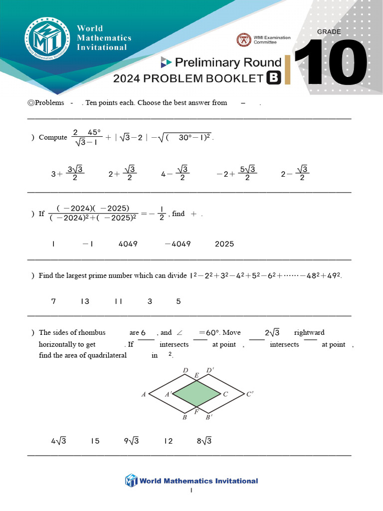 Class 10 Math Question Paper 2024 | PDF | Arithmetic | Discrete Mathematics