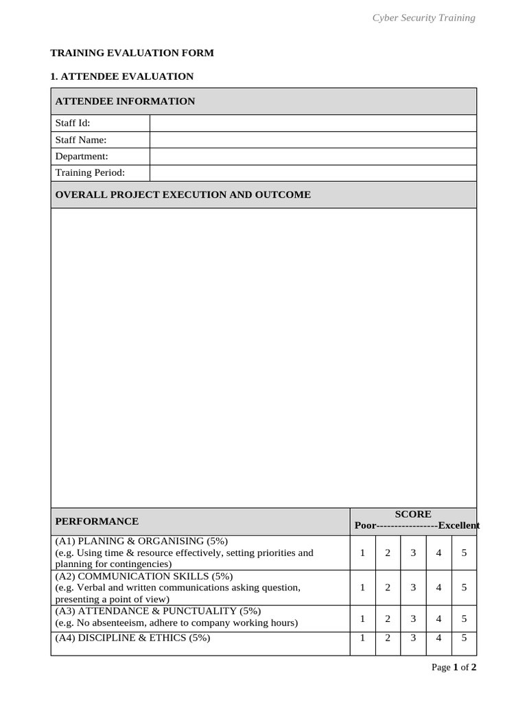 Training Evaluation Form | PDF