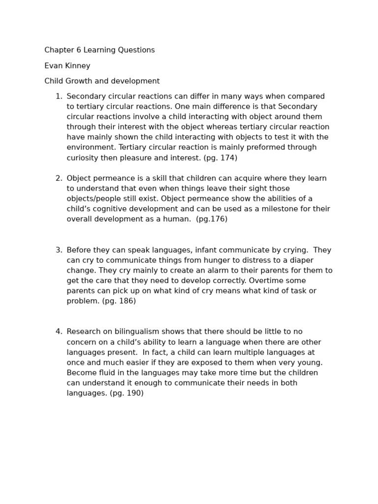 CH 6 Learning Questions Evan K. | PDF