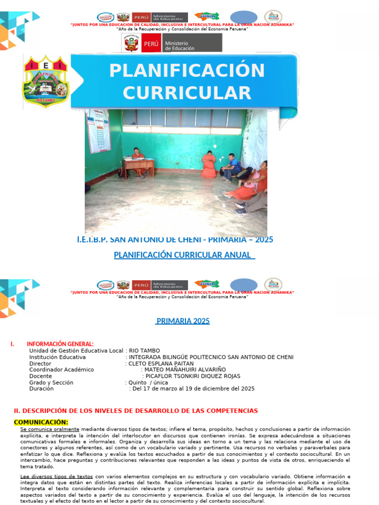 PLANIFICACION CURRICULAR ANUAL PRIMARIA CHENI 2025 | PDF | Decimal | Matemáticas
