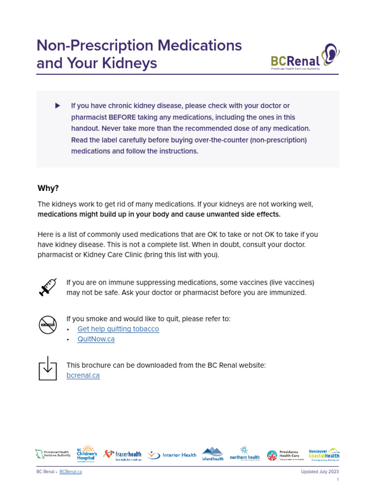 Non-Prescription Medications and Your Kidneys | PDF | Aspirin | Drugs