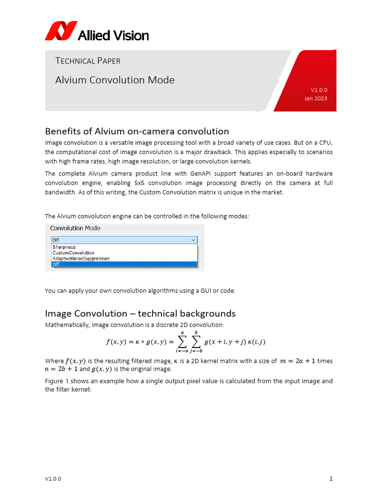 Alvium Cameras Convolution Mode | PDF | Signal Processing | Imaging
