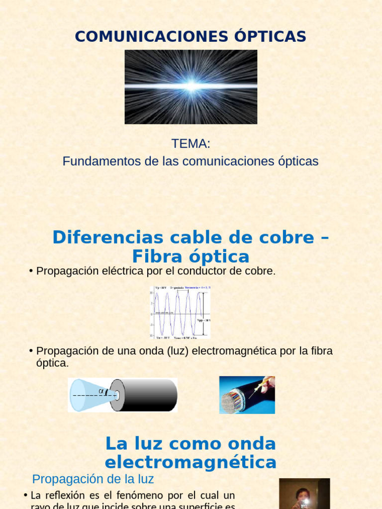 Tema: Fundamentos de Las Comunicaciones Ópticas | PDF | Refracción | Radiación electromagnética