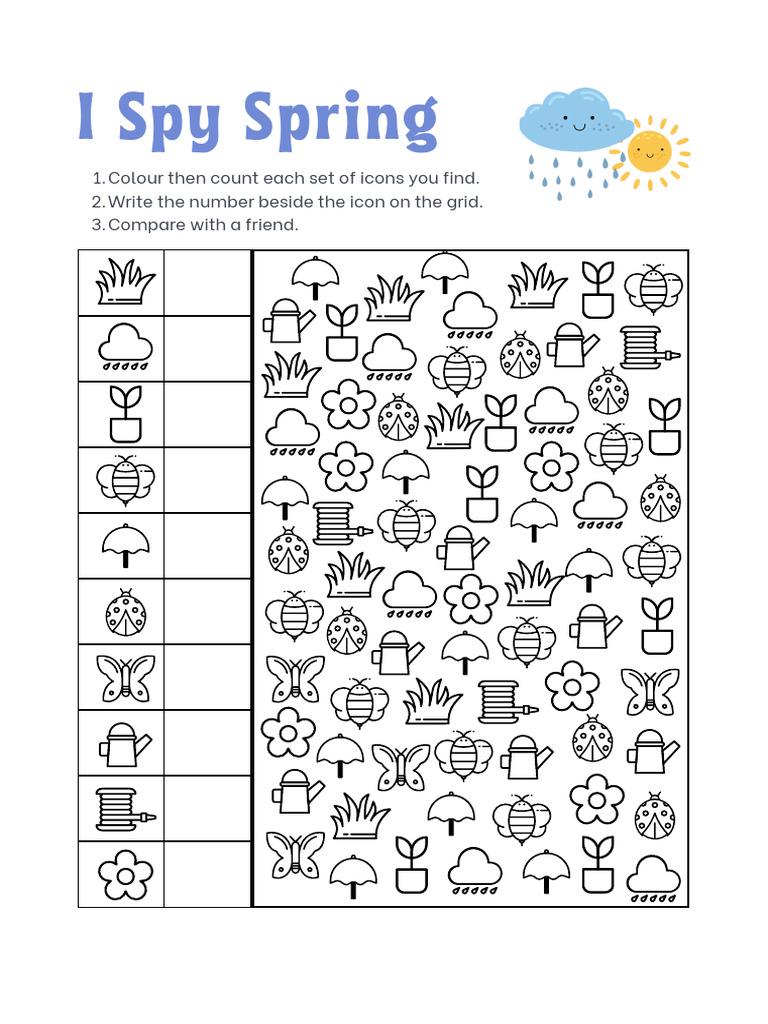 I Spy Spring Worksheet PDF | PDF