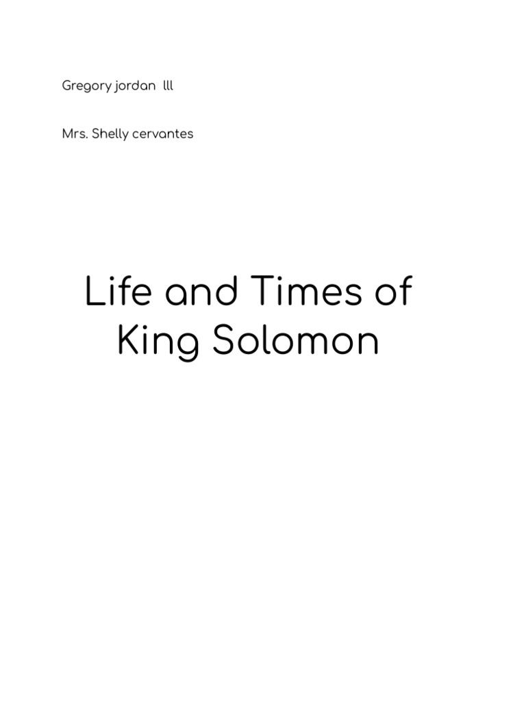 Life and Times of King Solomon | PDF | Solomons | David