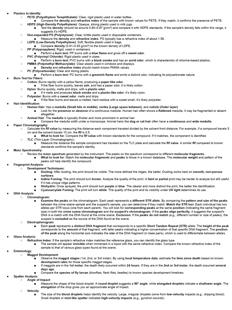Science Olympiad Forensics Note Sheet | PDF | Plastic | Sodium Hydroxide